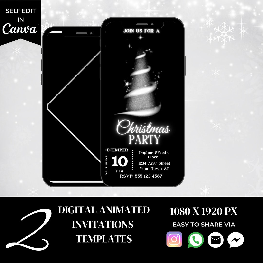 Digital Christmas Party Invitations, Editable Invitation, Animated ...