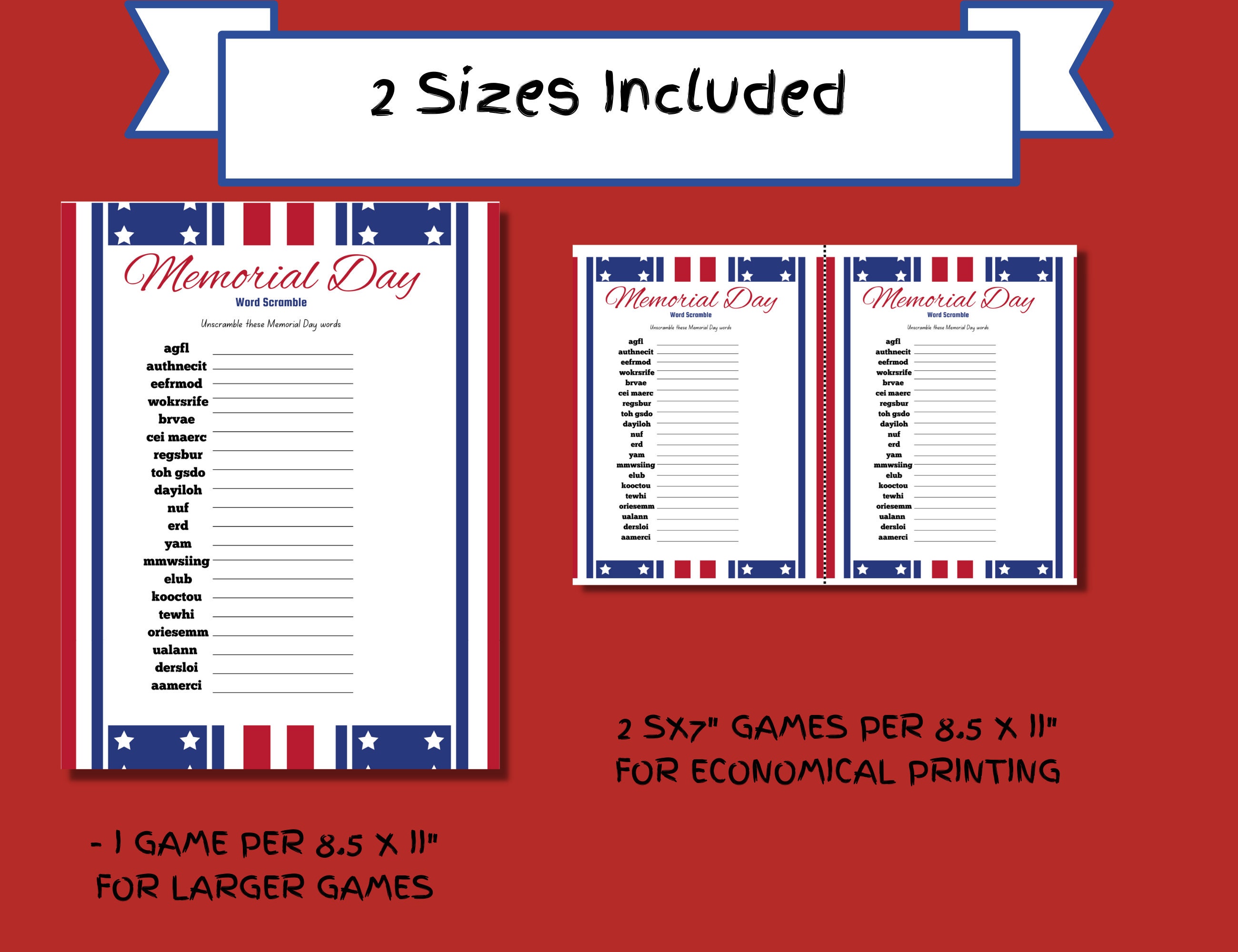 Memorial Day Game, Word Scramble, Party Game, Word Game, for Adults ...