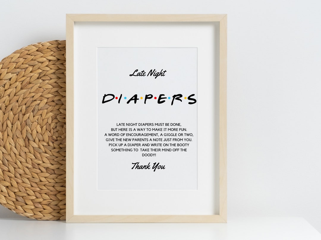 Friends Late Night Diapers Sign , Friends Themed Baby Shower Set, Baby ...