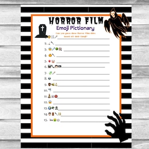 Halloween Horror Movie Emoji Pictionary, Costume Party, Emoji Game, Fun ...
