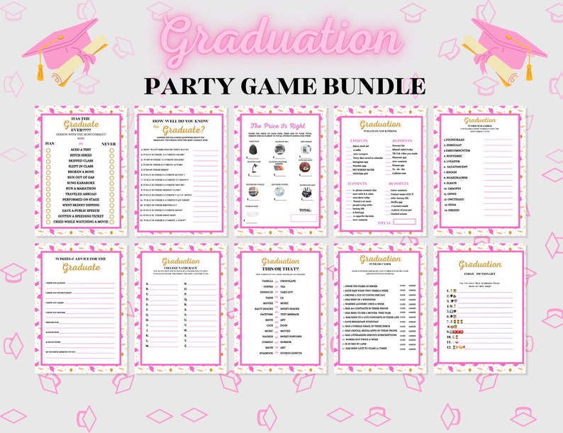Graduation Game Bundle, 10 Graduate Games Printable, Party Games for ...