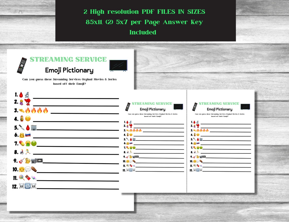 Movie Emoji Pictionary, Streaming Emoji Game, Printable Game, Family ...