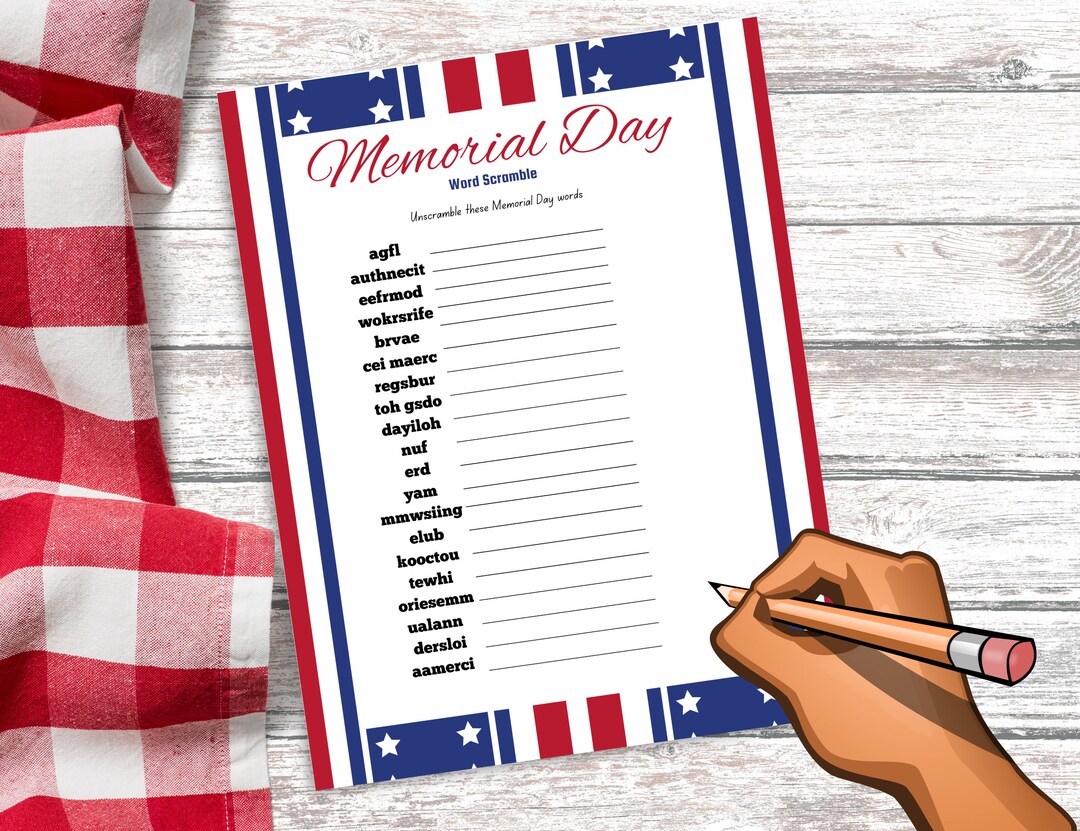 Memorial Day Game, Word Scramble, Party Game, Word Game, for Adults ...