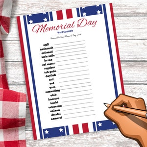 Memorial Day Game, Word Scramble, Party Game, Word Game, for Adults ...