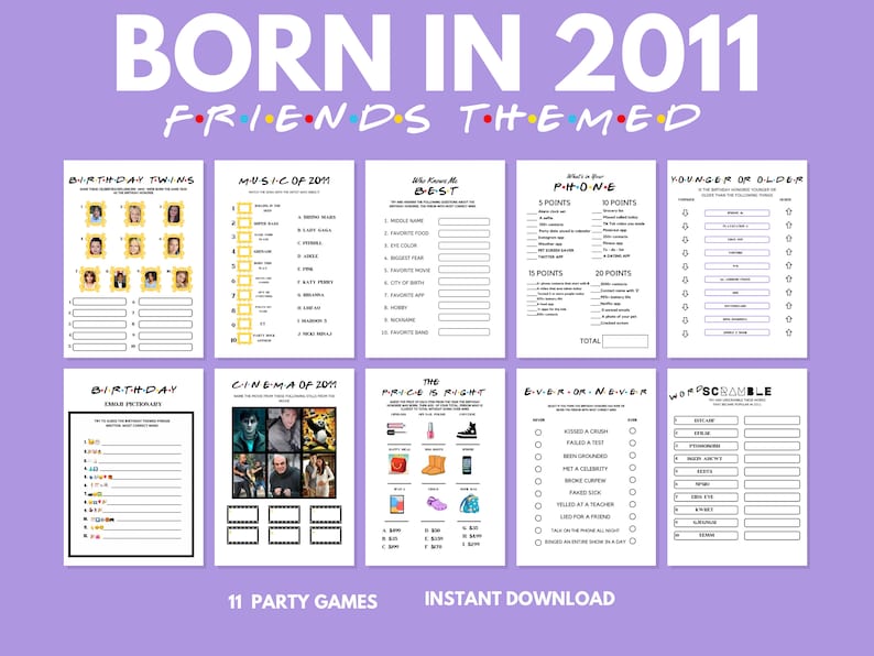 Birthday Games Born in 2011 Birthday Game Friends Theme Games Teen ...