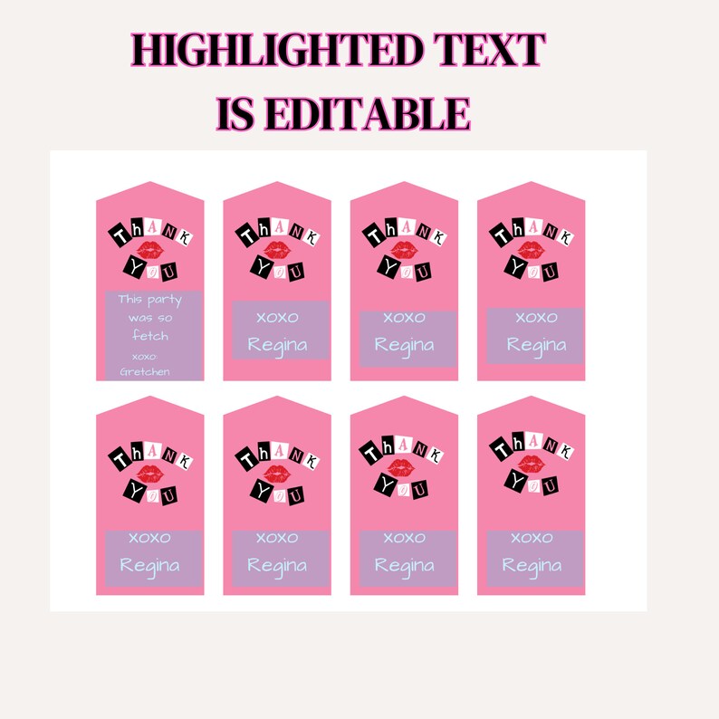 Editable Pink Party Thank You Tags, Movie Theme (instant Download) - Etsy
