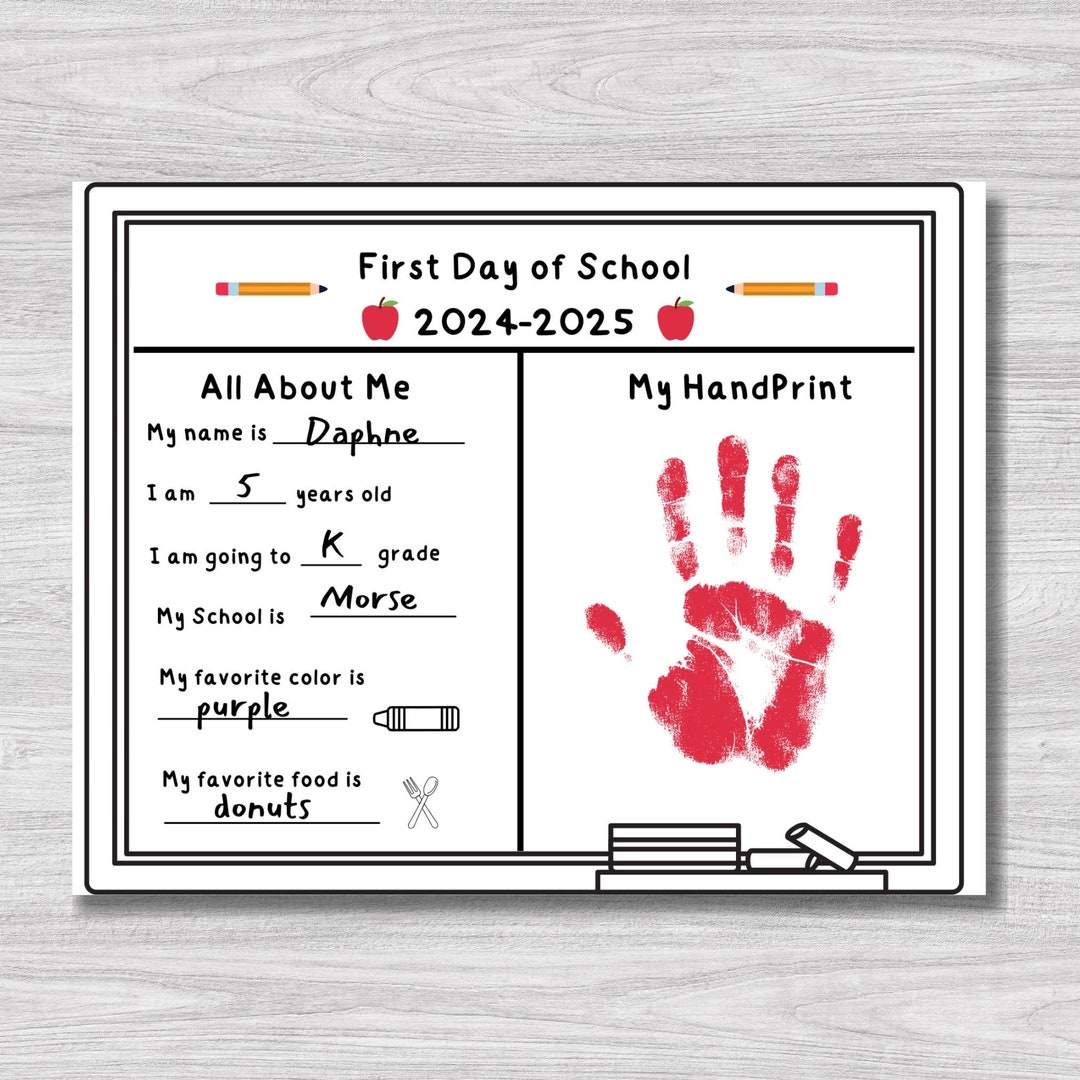 First Day of School Memory Keepsake, Handprint Art, Handprint Craft ...
