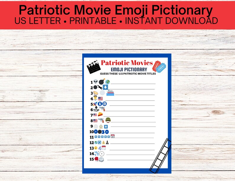 July 4th Game, Emoji Pictionary, Party Game, Emoji Game, for Adults ...