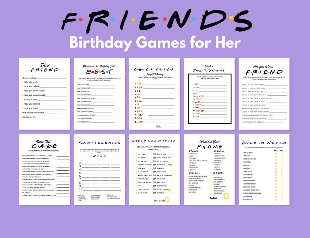 Friends Themed Birthday Party Games Bundle, Friends TV Show ,birthday ...
