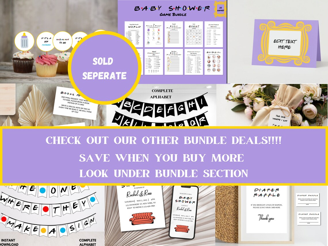 Editable Friends Baby Shower Invitations, Baby Shower Invitation ...