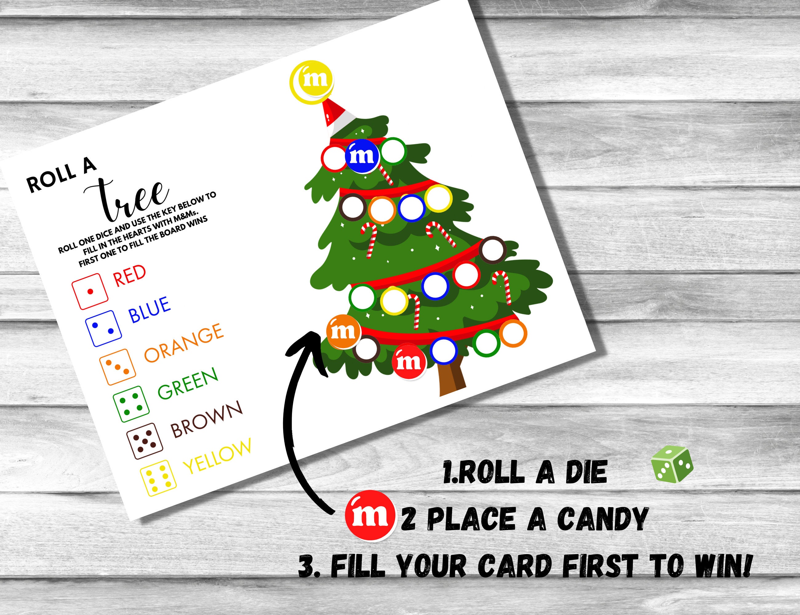 Roll a Christmas Tree Game Printable,christmas Kids Activity, Family ...