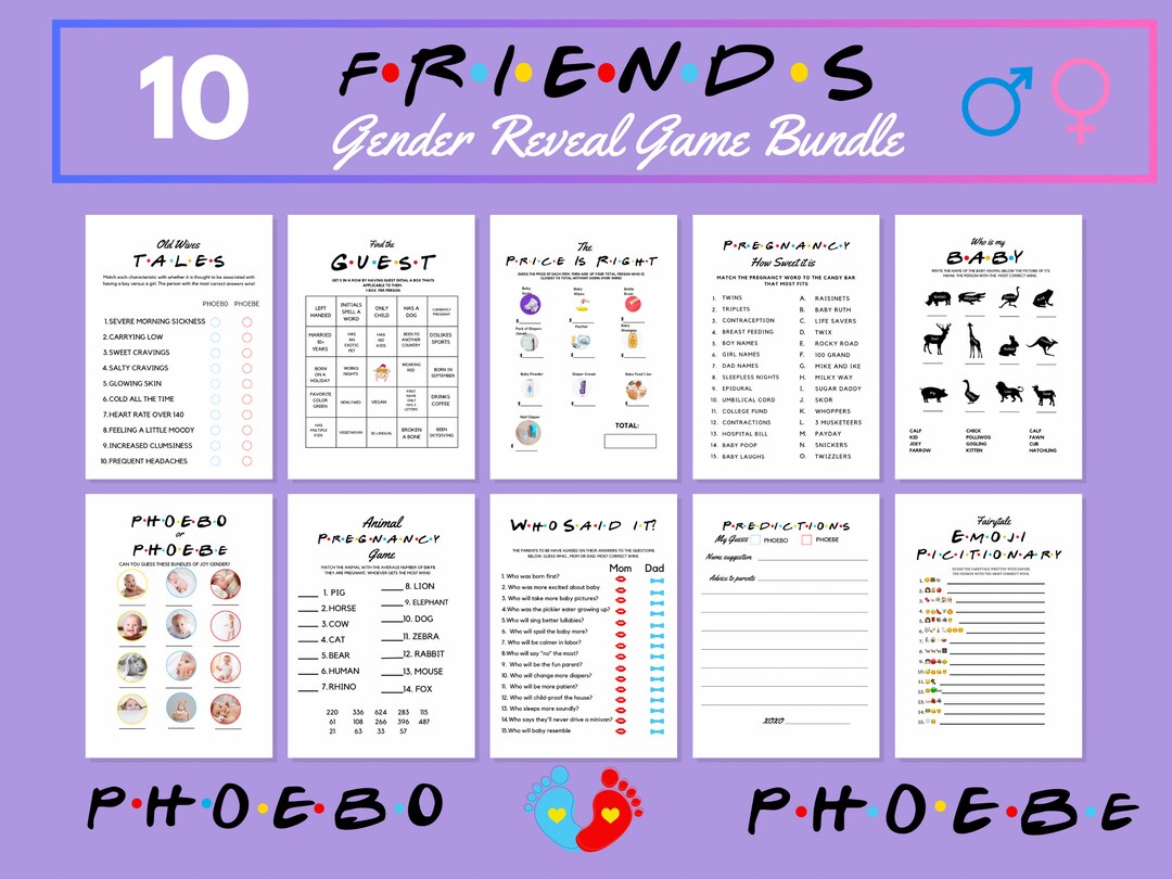 Friends TV Show Gender Reveal Game Bundle (digital Download) - Etsy UK