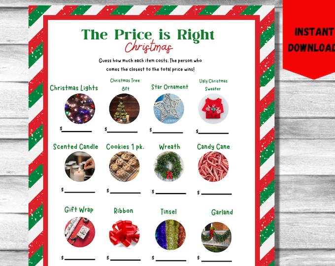 Christmas the Price is Right Game, Guess the Price Game, Holiday Party ...
