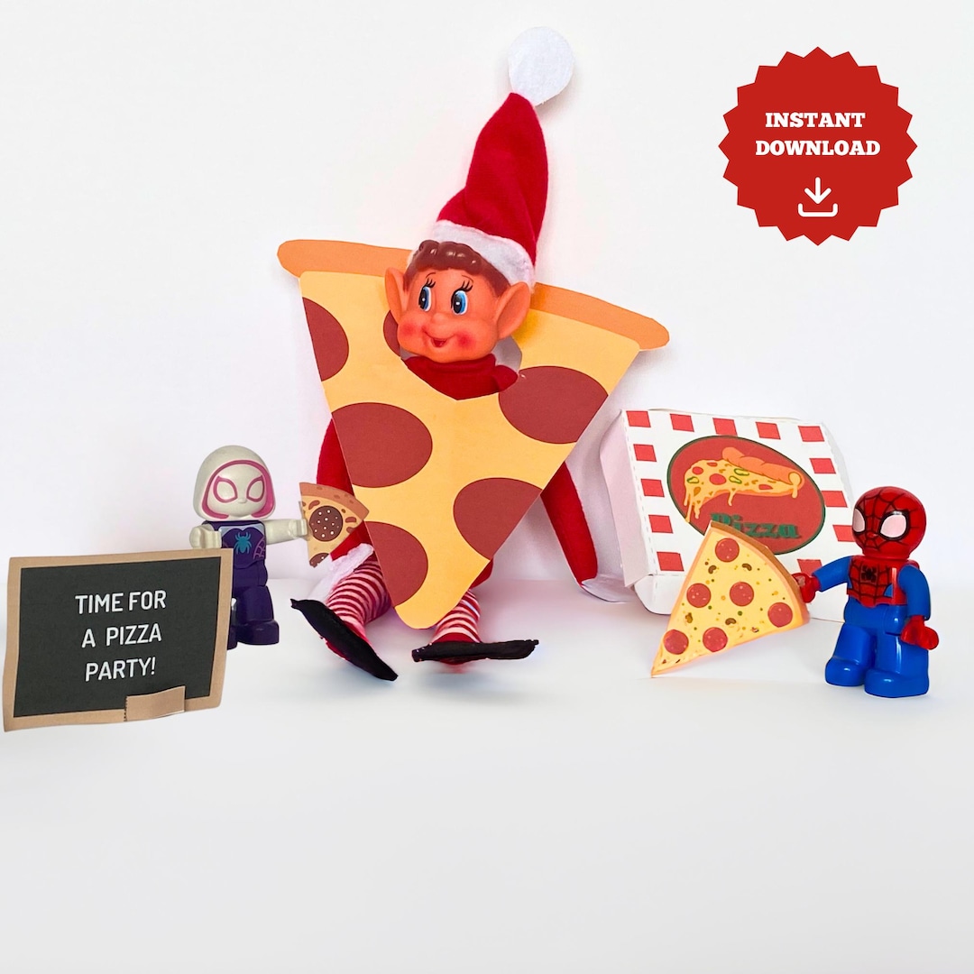 Printable Pizza Party Elf Props, DIY Elf Costume (instant Download) - Etsy