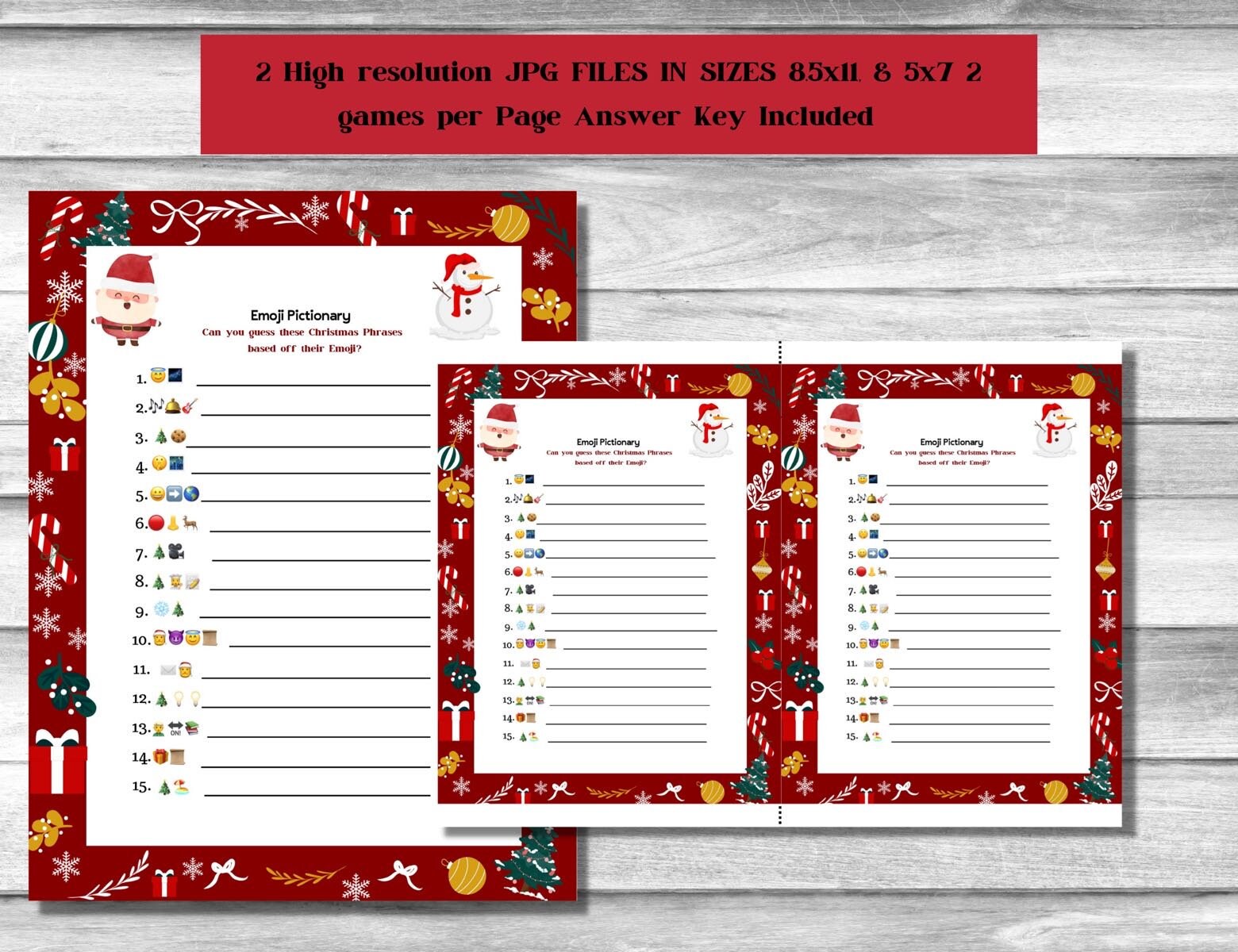 Christmas Emoji Pictionary, Christmas Printable Game, Christmas Party ...