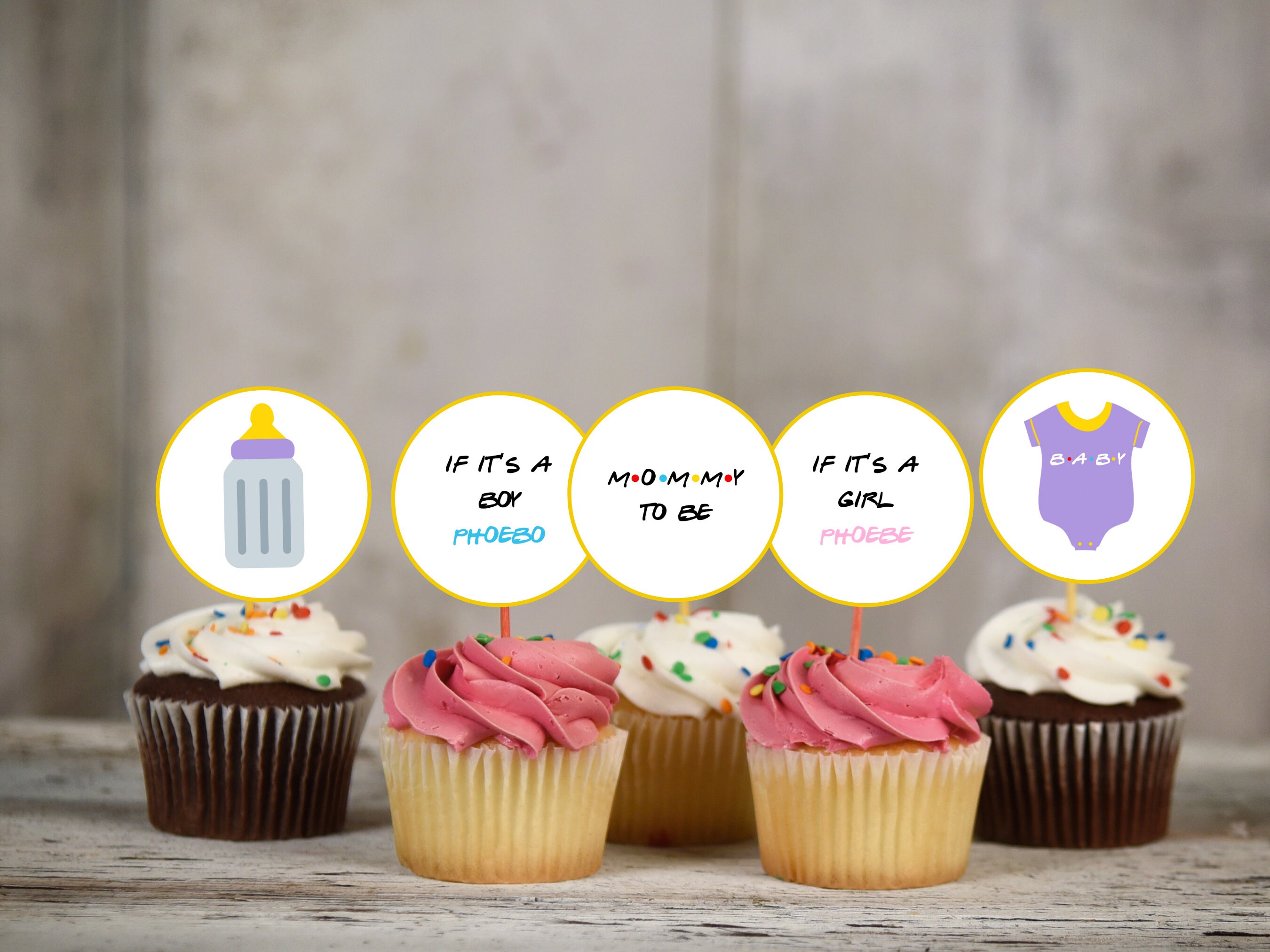 Friends Cupcake Toppers, Baby Shower, Friendsgiving, Cupcake Decor ...