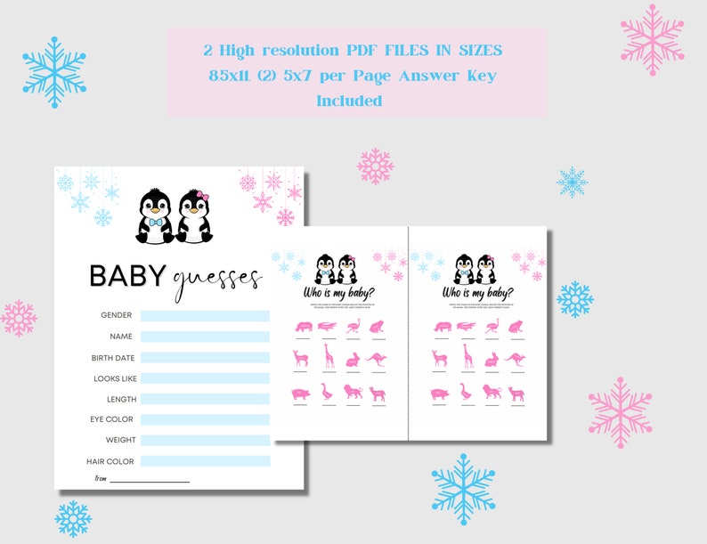 Winter Gender Reveal Games Bundle, Printable, Christmas Gender Reveal ...