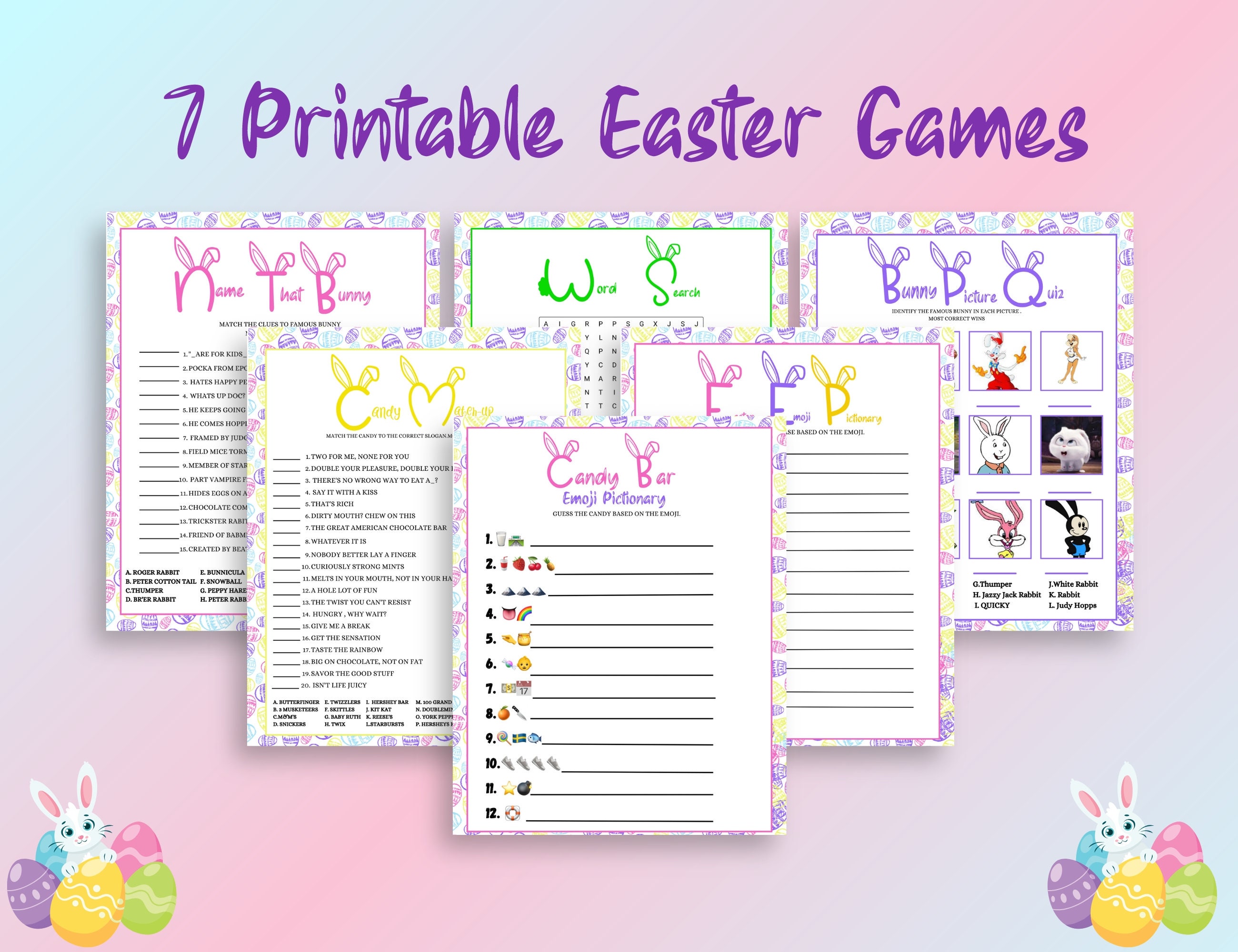 Easter Game Bundle, Printable Easter Games for Kids & Adults, Easter ...