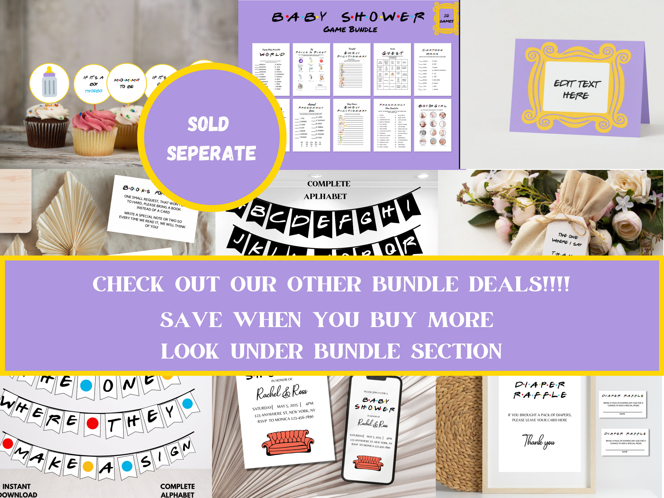 Editable Friends TV Show Baby Shower Invitation, Printable Baby Shower ...