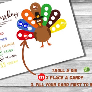 Roll a Turkey Game Printable,thanksgiving Turkey Game Digital Download ...