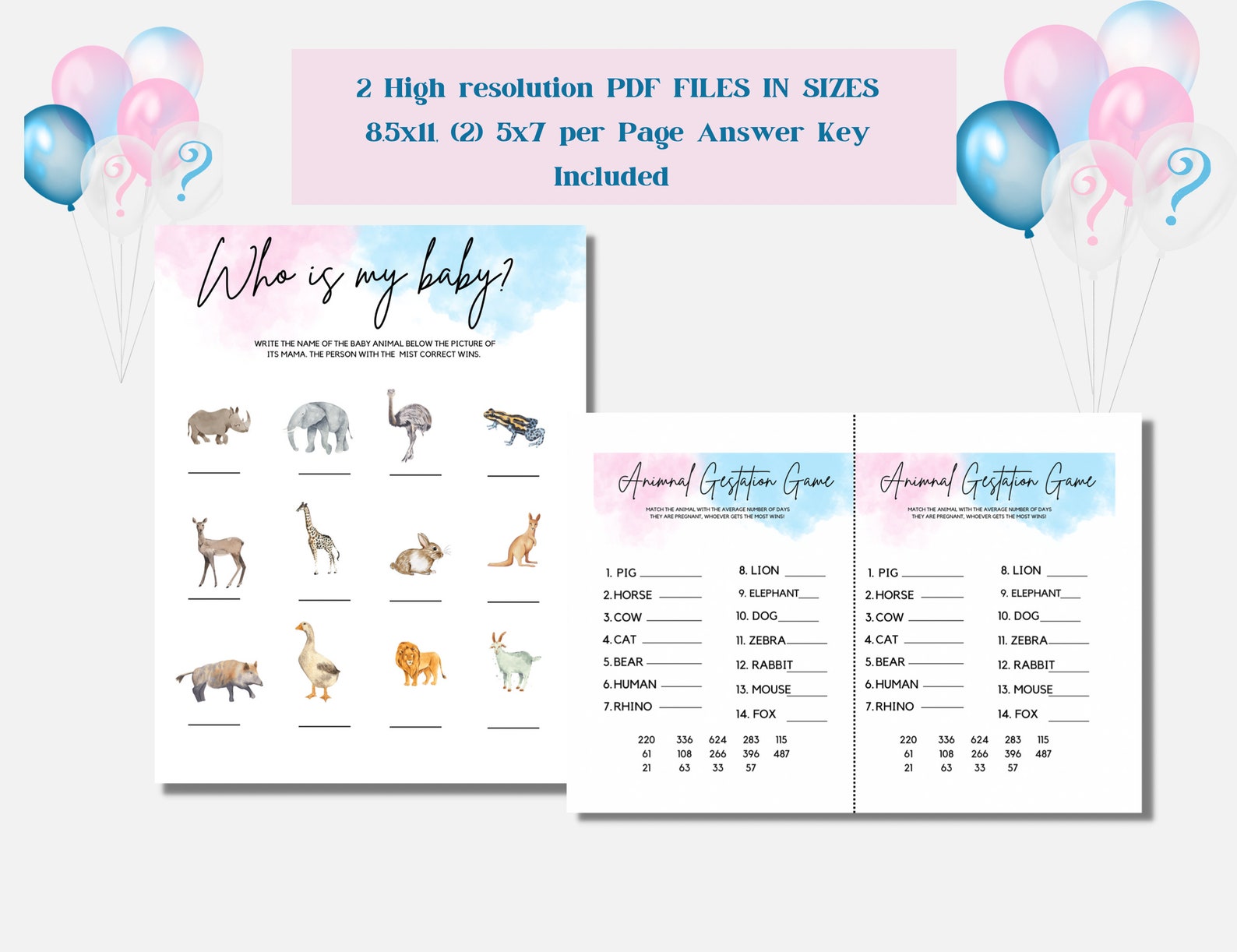 Gender Reveal Games Bundle Gender Reveal Game Printable - Etsy