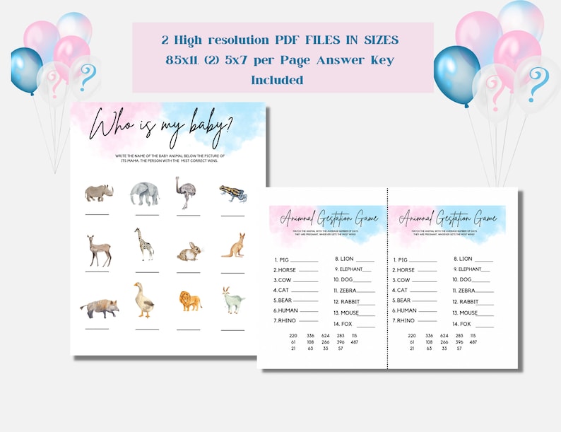 Gender Reveal Games Bundle Gender Reveal Game Printable - Etsy