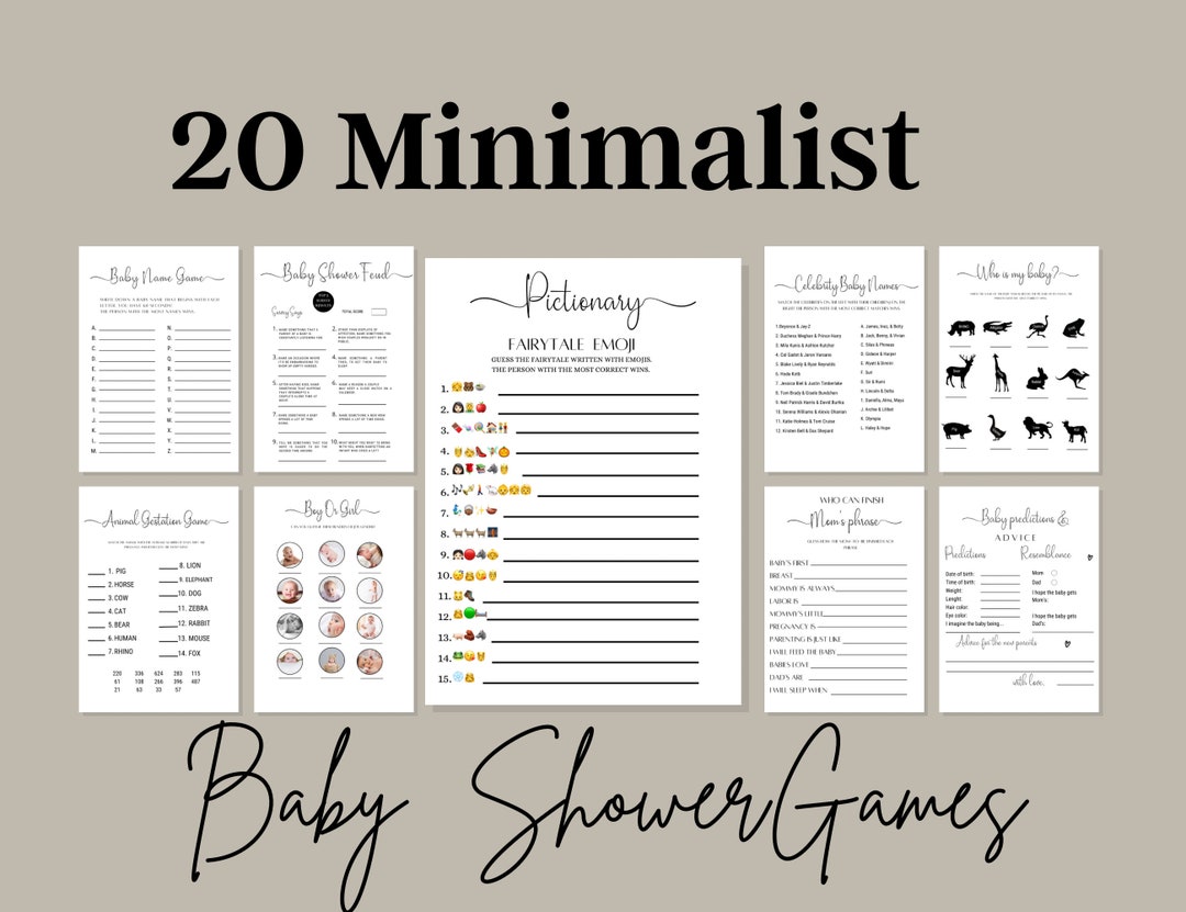 Modern Baby Shower Game Bundle, Printable, Minimalist Designed Games ...