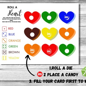 Roll a Heart Printable, Valentines Day Digital Download, Kids Activity ...