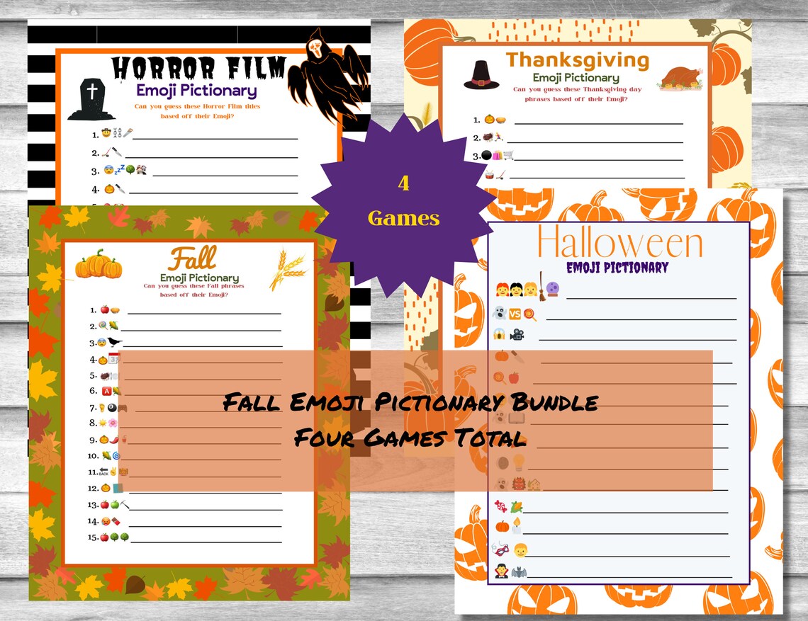Seasonal Emoji Bundle Emoji Pictionary, Kid Friendly, Party Game ...