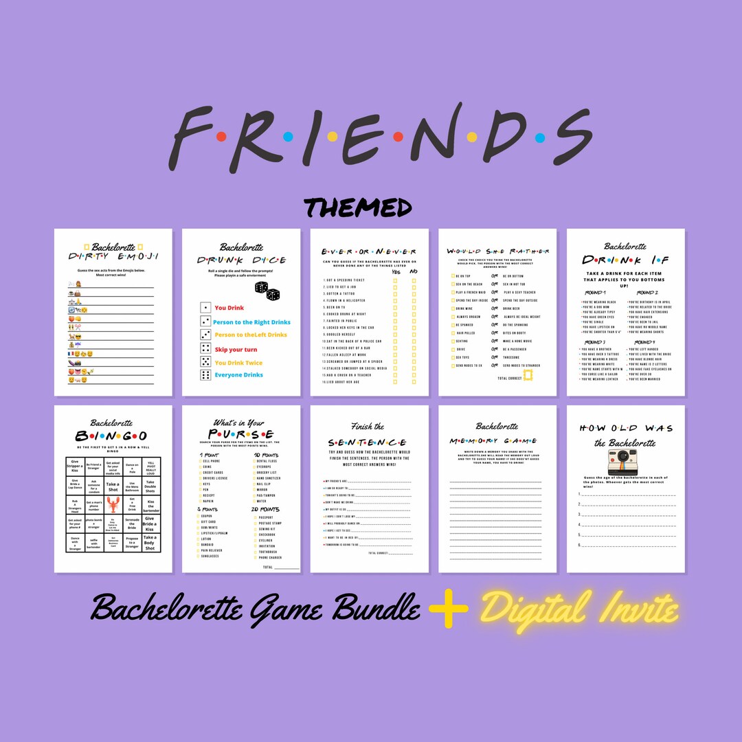 Friends Themed Bachelorette Party Games Bundle,friends TV Show ...