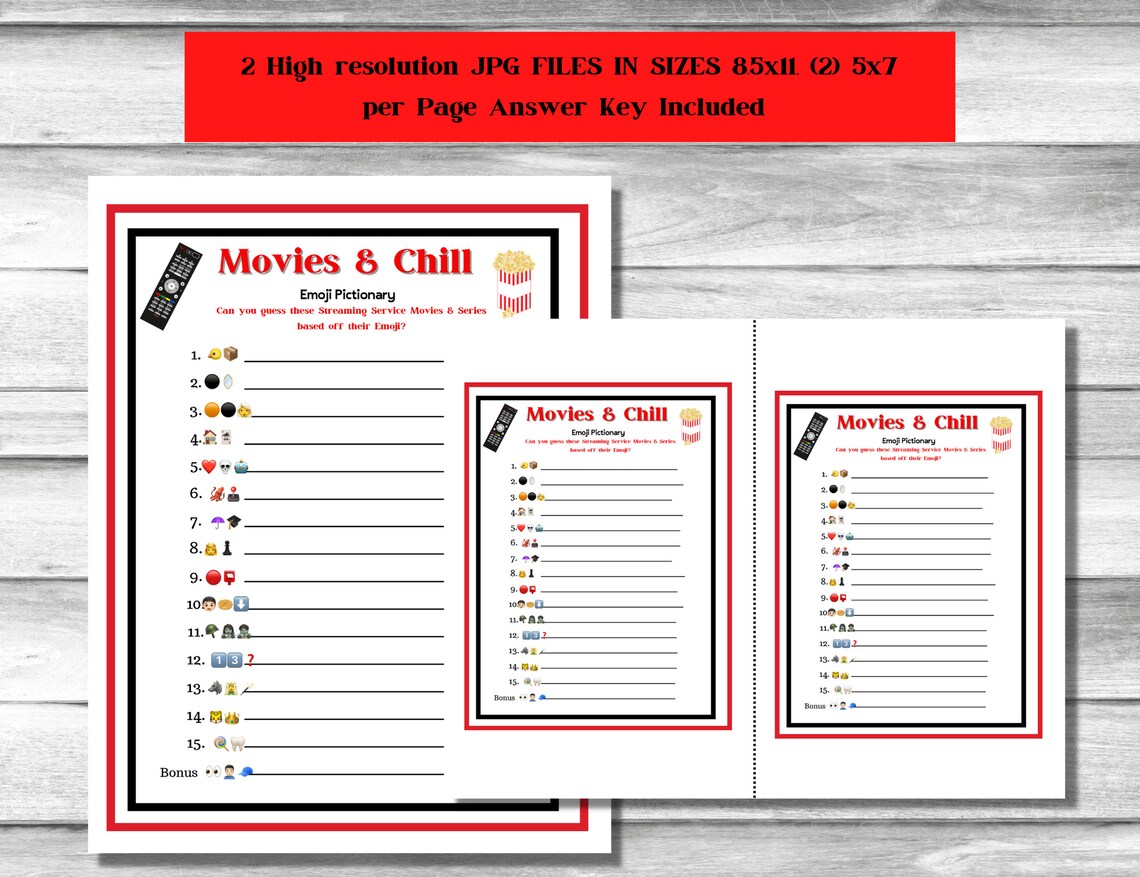 Movie Emoji Pictionary, Streaming Emoji Game, Printable Game, Family ...