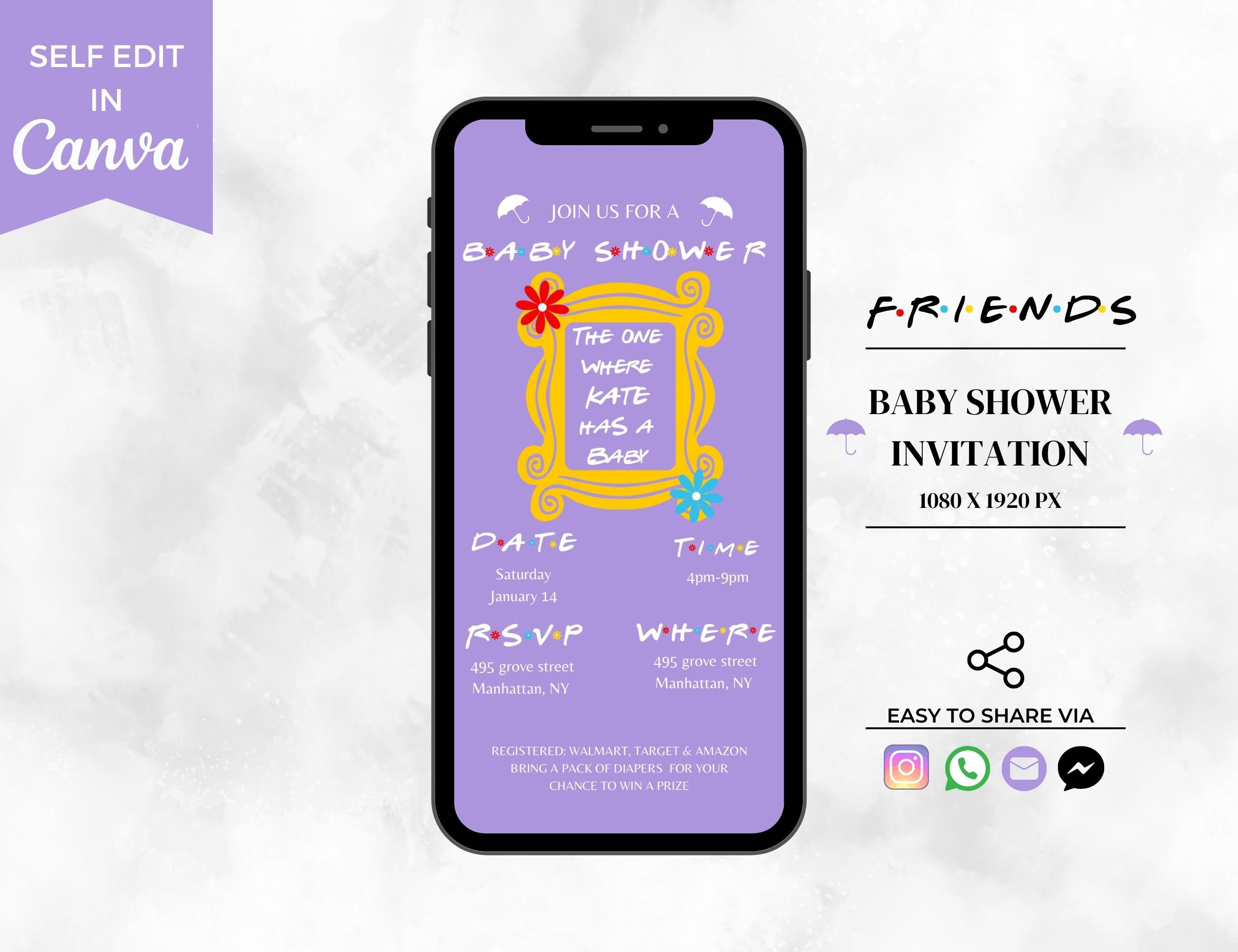 Editable Friends Baby Shower Invitations Baby Shower - Etsy