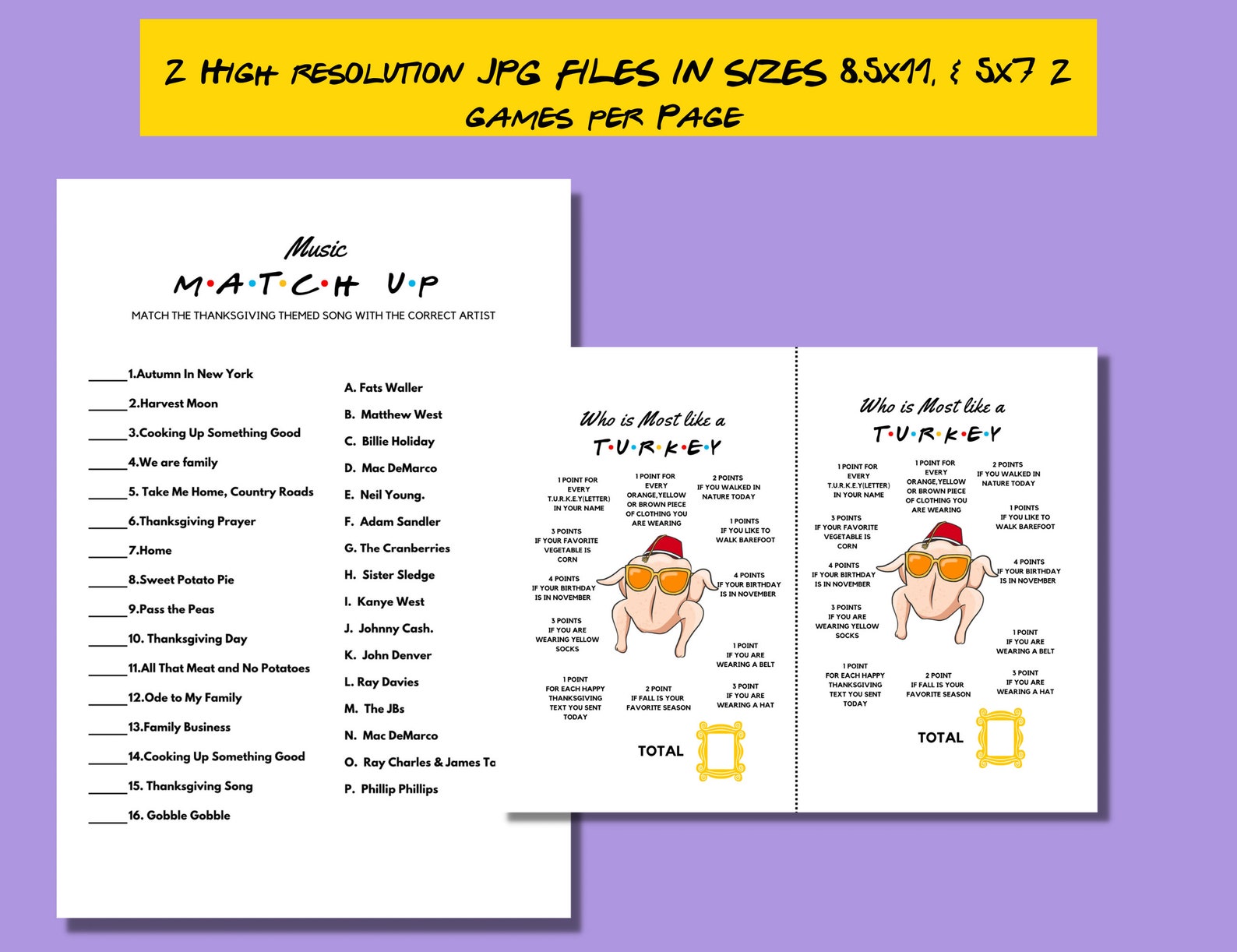 Friends Themed Thanksgiving Game Bundle Friendsgiving Games - Etsy