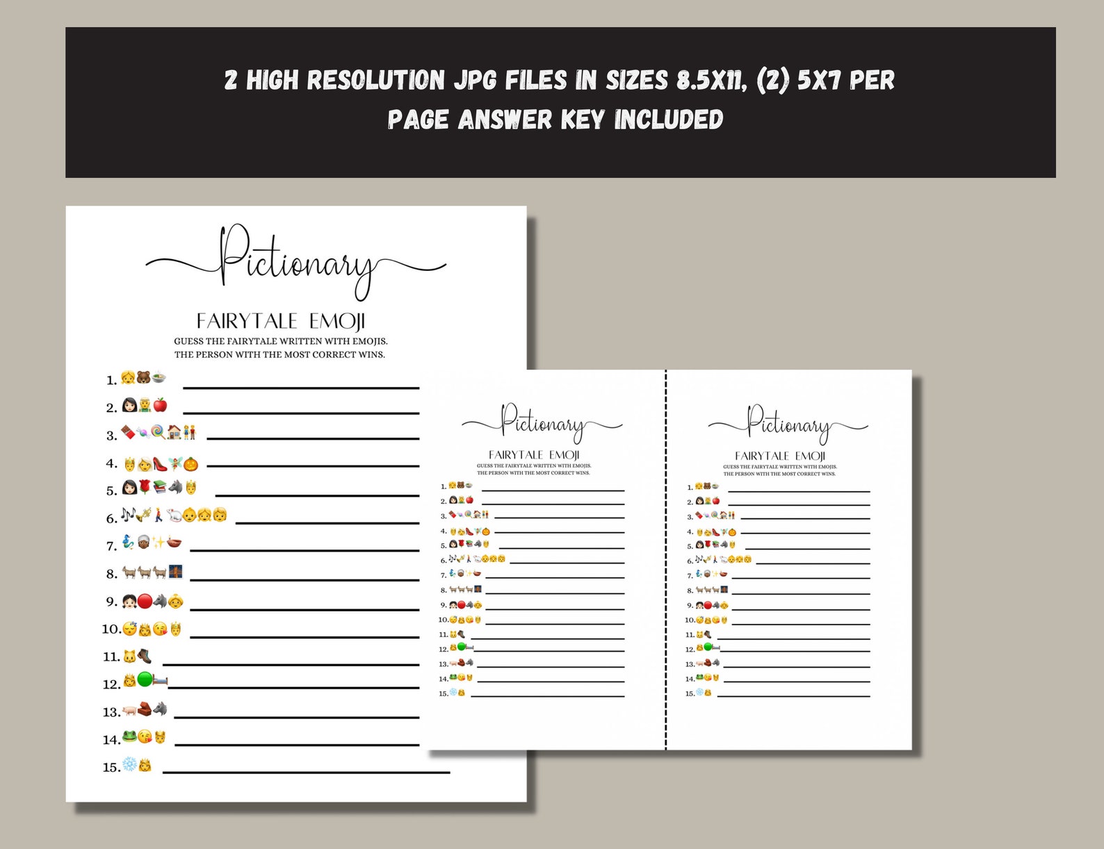 Baby Shower Fairytale Emoji Pictionary Game, Baby Shower Emoji Game ...