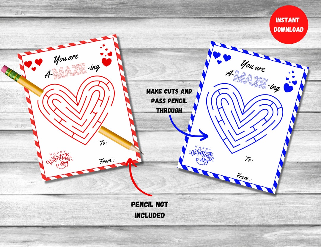 Pencil Valentine Printable, You Are AMAZEING, Valentines Day Card ...