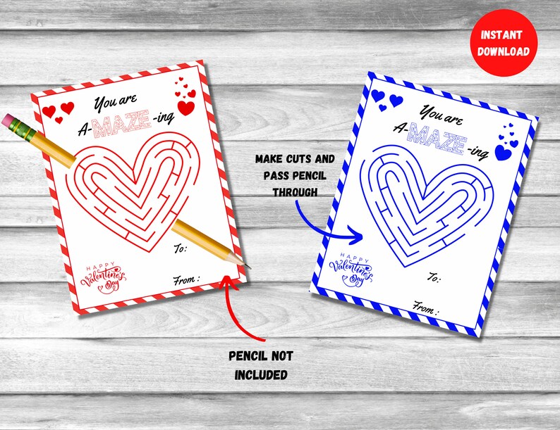 Pencil Valentine Printable, You Are AMAZEING, Valentines Day Card ...