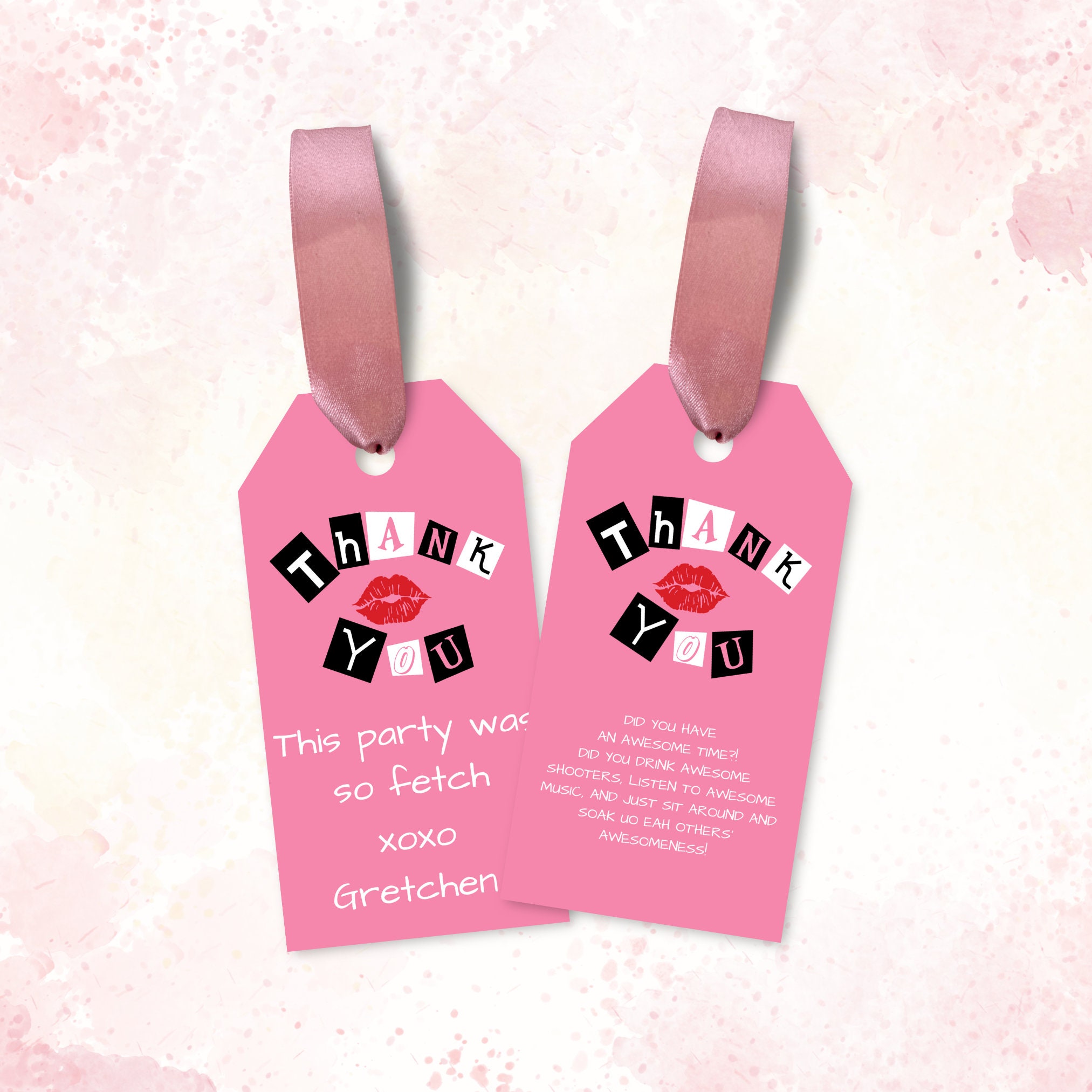 Editable Mean Girls Thank You Tags, Mean Girls Themed Party Favor Tag ...