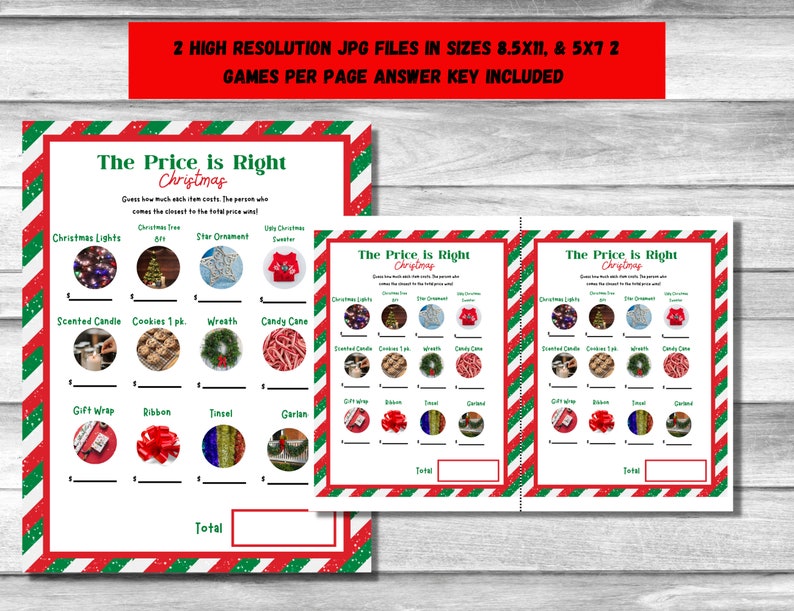 Christmas the Price is Right Game, Guess the Price Game, Holiday Party ...
