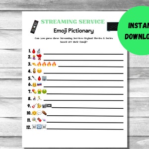 Movie Emoji Pictionary, Streaming Emoji Game, Printable Game, Family ...