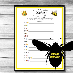 Celebrity Emoji Pictionary, Music Emoji Game, Printable Game, Family ...