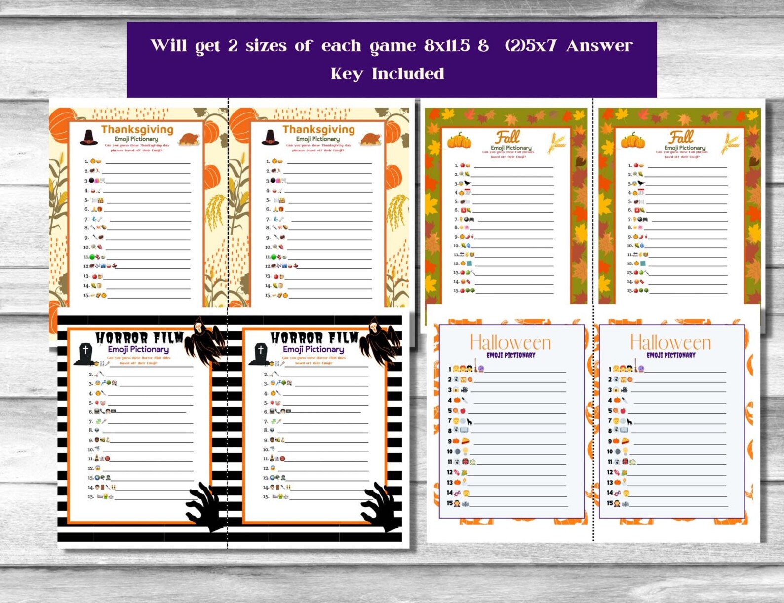 Seasonal Emoji Bundle Emoji Pictionary, Kid Friendly, Party Game ...
