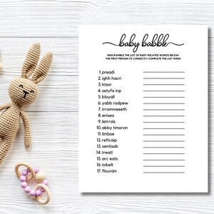 Baby Babble Baby Shower Game, Word Scramble Shower Game Trivia, Baby ...