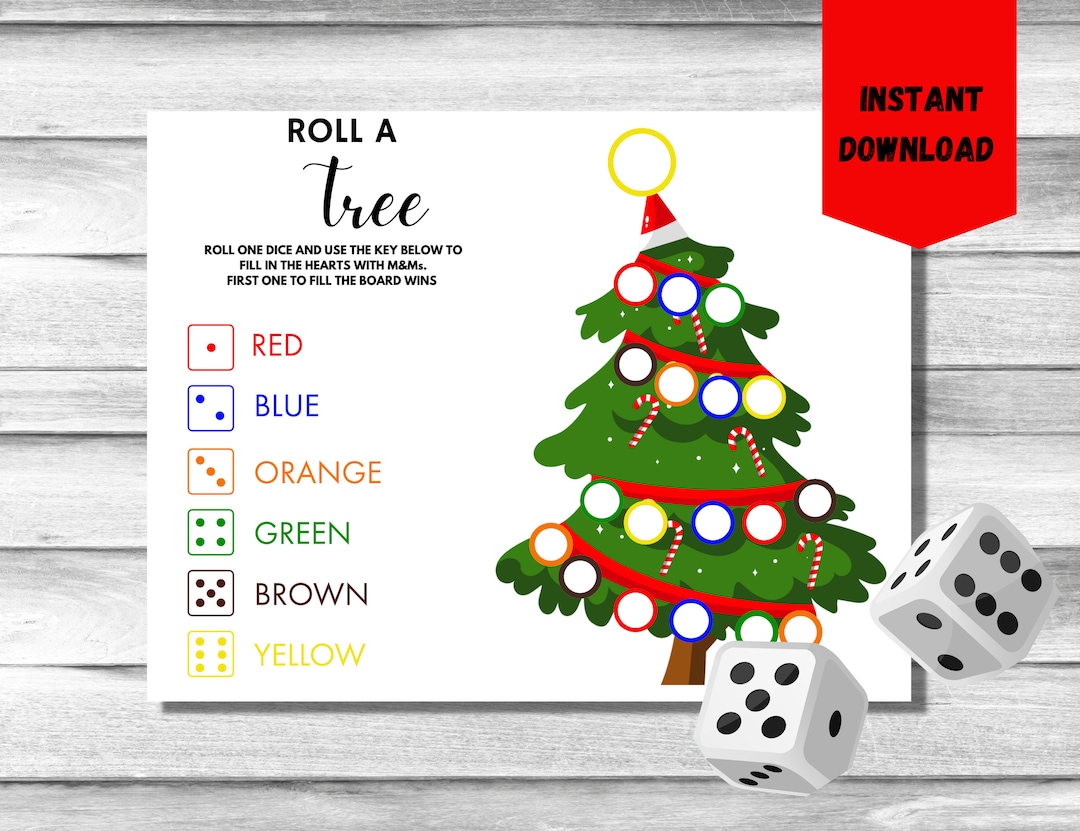 Roll a Christmas Tree Game Printable,christmas Kids Activity, Family ...