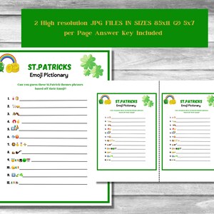 St. Patrick Day Emoji Pictionary Game, Saint Patrick’s Day Party Game ...