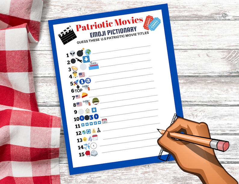 July 4th Game, Emoji Pictionary, Party Game, Emoji Game, for Adults ...