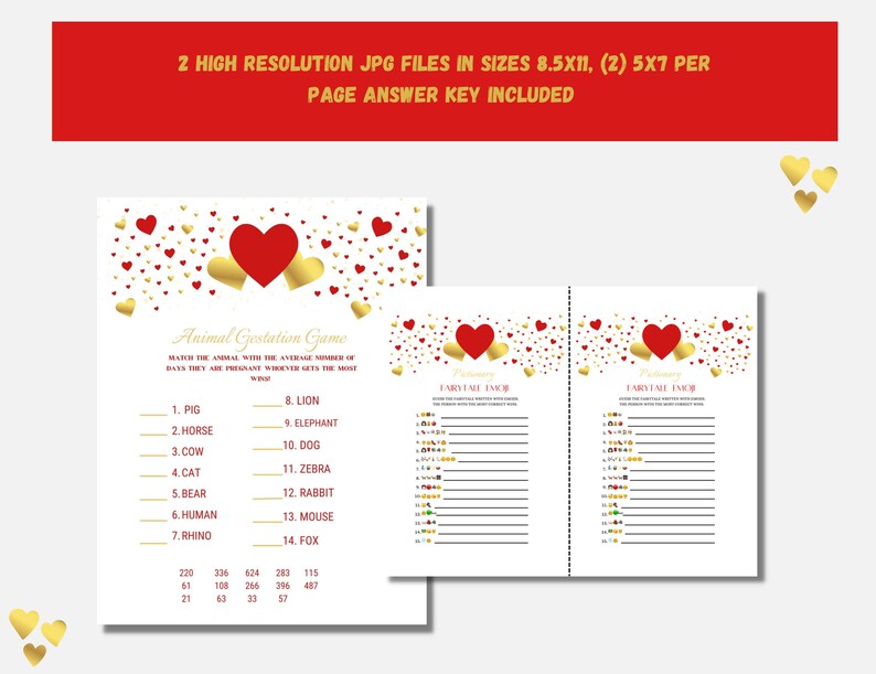 Valentine Baby Shower Game Bundle, Printable, Sweetheart Shower ...