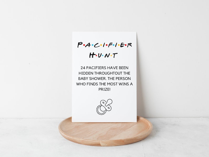 Friends Themed Pacifier Hunt Game , Friends Themed Baby Shower Set ...