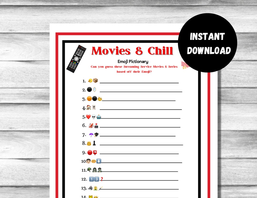 Movie Emoji Pictionary, Streaming Emoji Game, Printable Game, Family ...