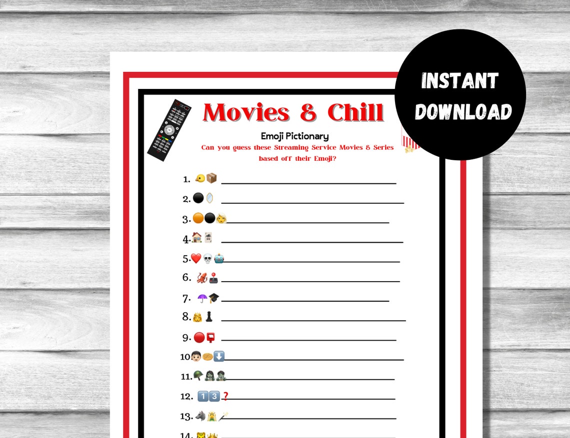 Movie Emoji Pictionary, Streaming Emoji Game, Printable Game, Family ...