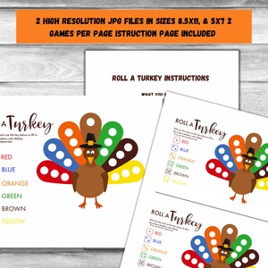 Roll a Turkey Game Printable,thanksgiving Turkey Game Digital Download ...